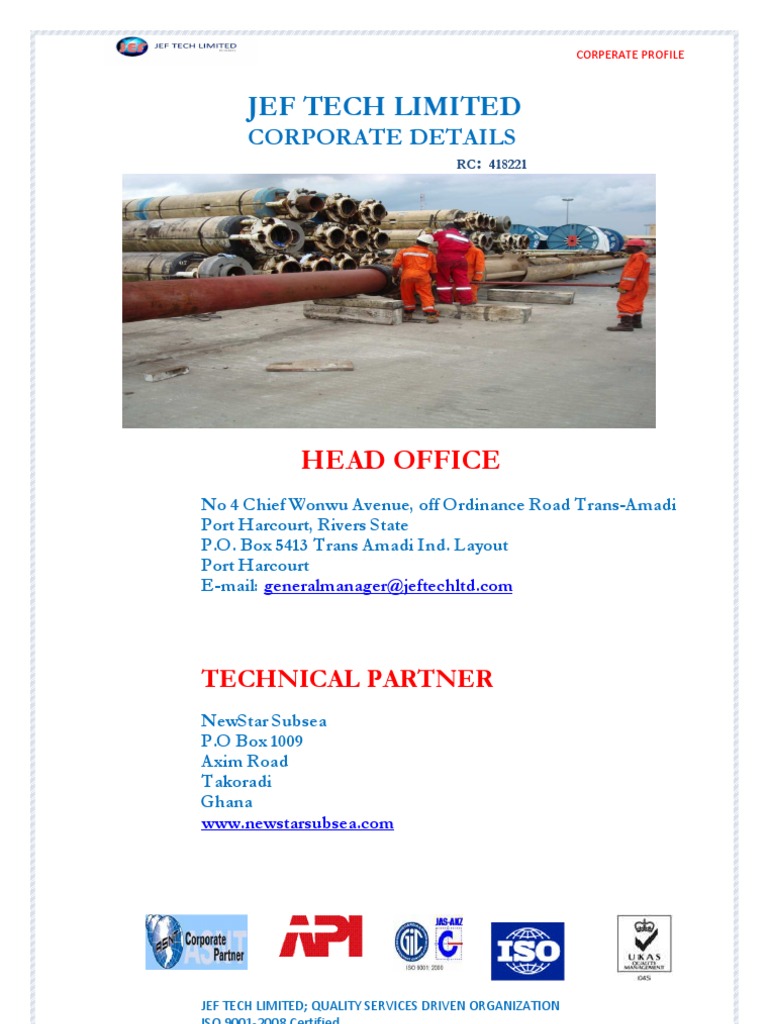 Jef Tech Profile Latest Edition 1 PDF | PDF | Subsea (Technology ...