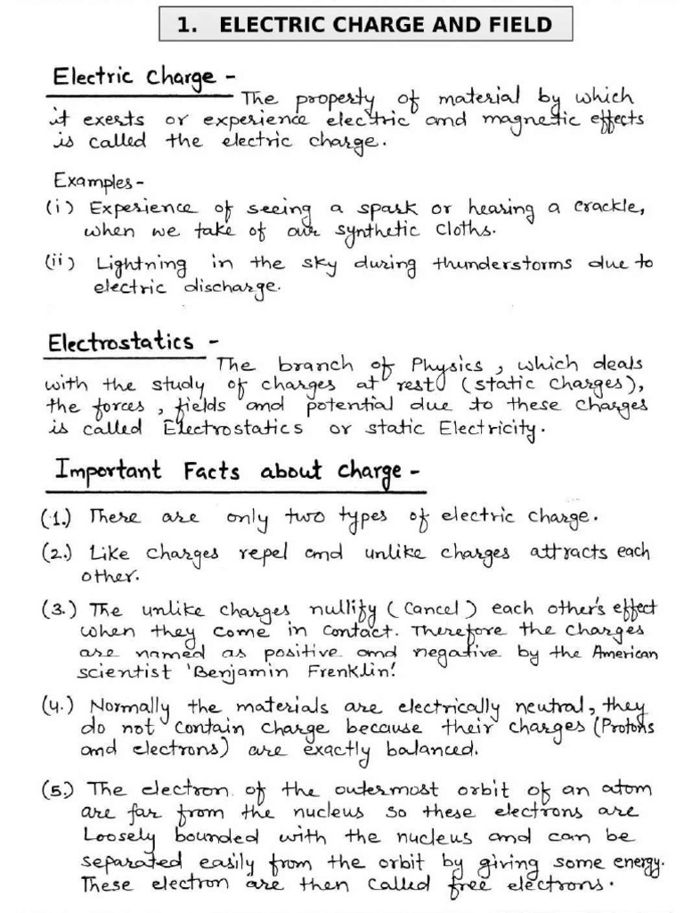 1 - Electric Charges and Fields | PDF