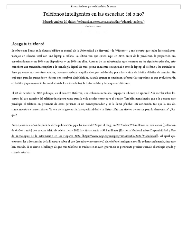Impacto de Smartphones en Educación | PDF | Teléfonos móviles | Aprendizaje
