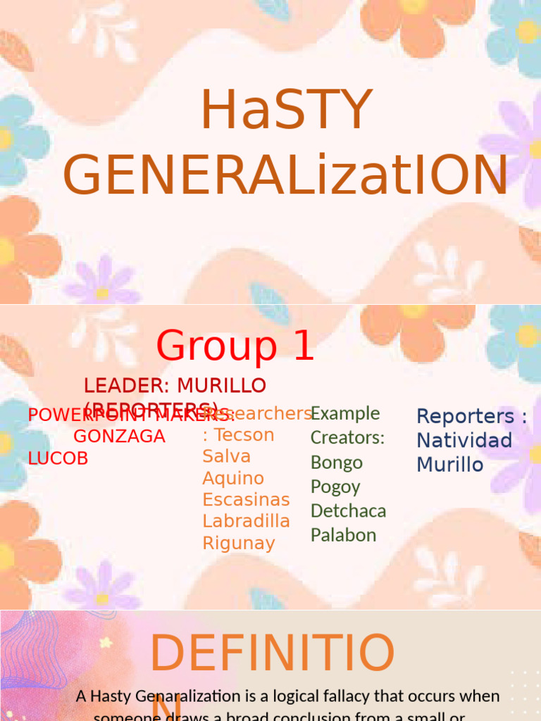 Hasty Generalization | PDF