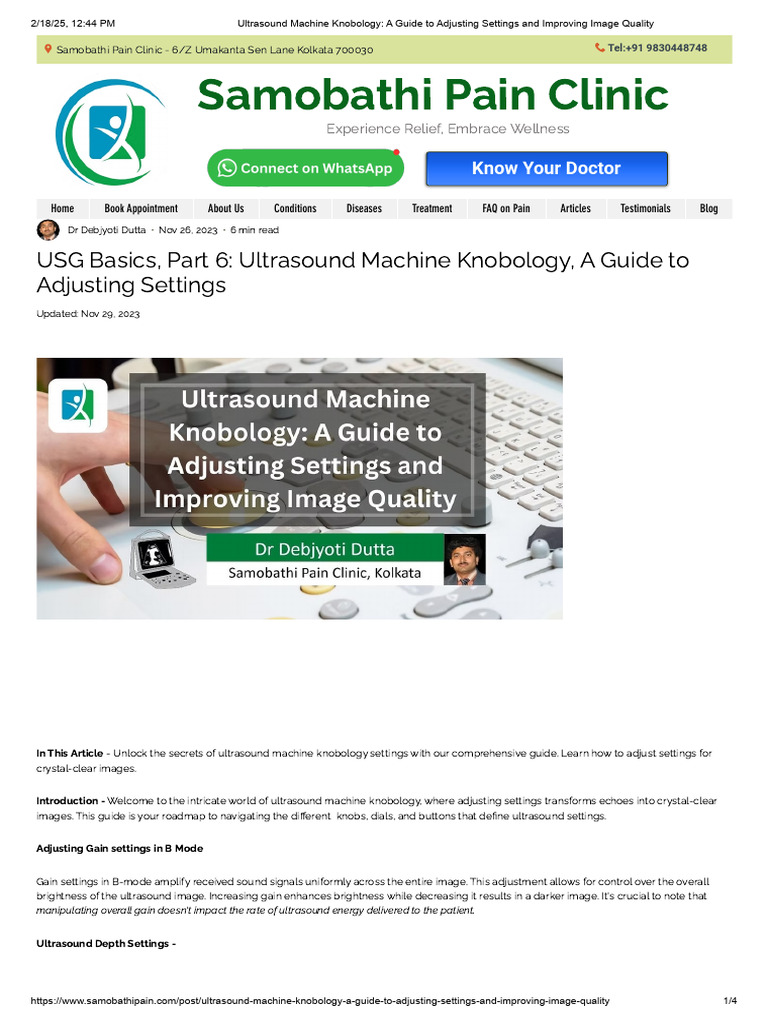 Ultrasound Machine Settings Guide | PDF | Ultrasound | Medical Ultrasound