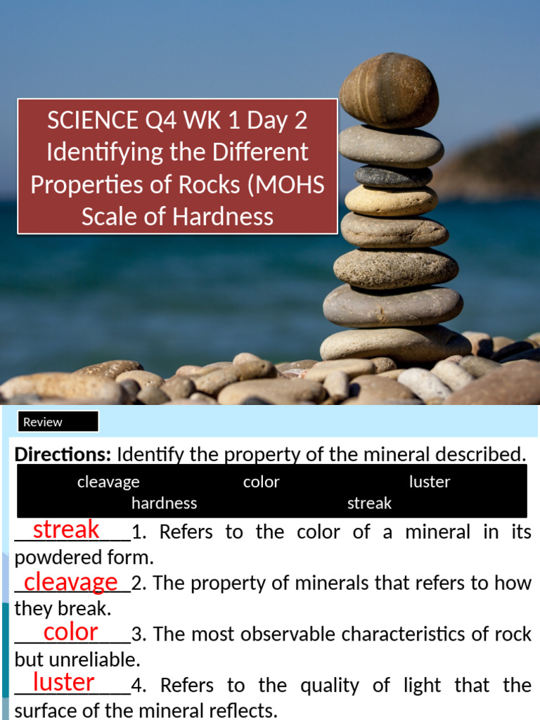 SCIENCE Q4 WK 1 Day 2 Identifying The Different Properties of Rocks ...