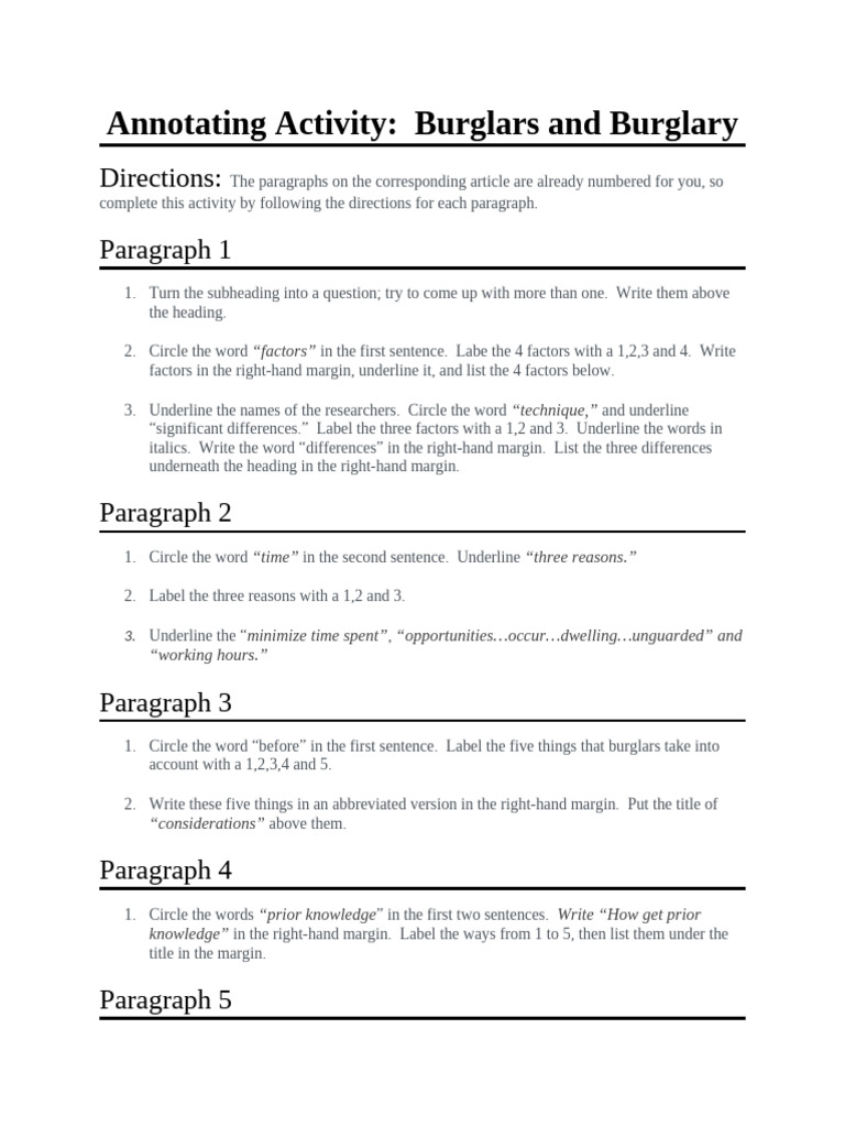 Burglars and Burglary Directions | PDF | Burglary