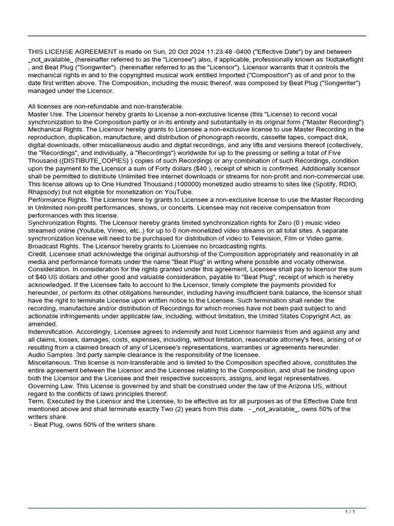 Pro3911482 0516333001729437828 17040899274429 | PDF | License | Indemnity