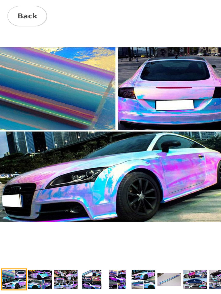 ASENDIWAY Holographic Rainbow Chrome Car Adhesive Vinyl Wrap Gloss ...