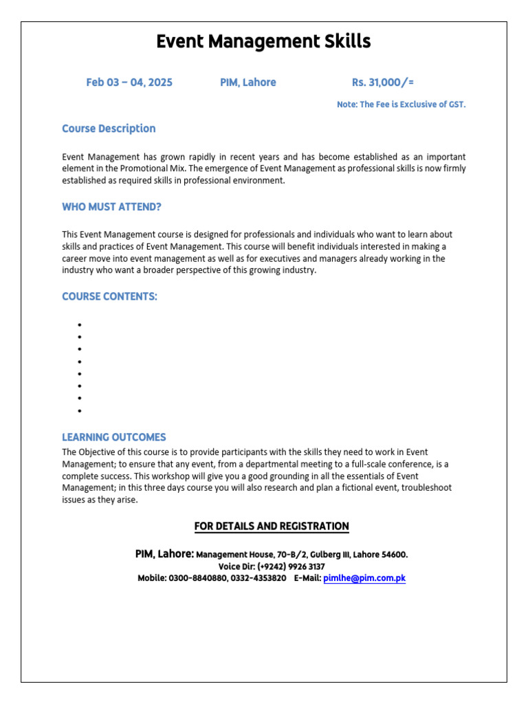 Event Management Skills | PDF