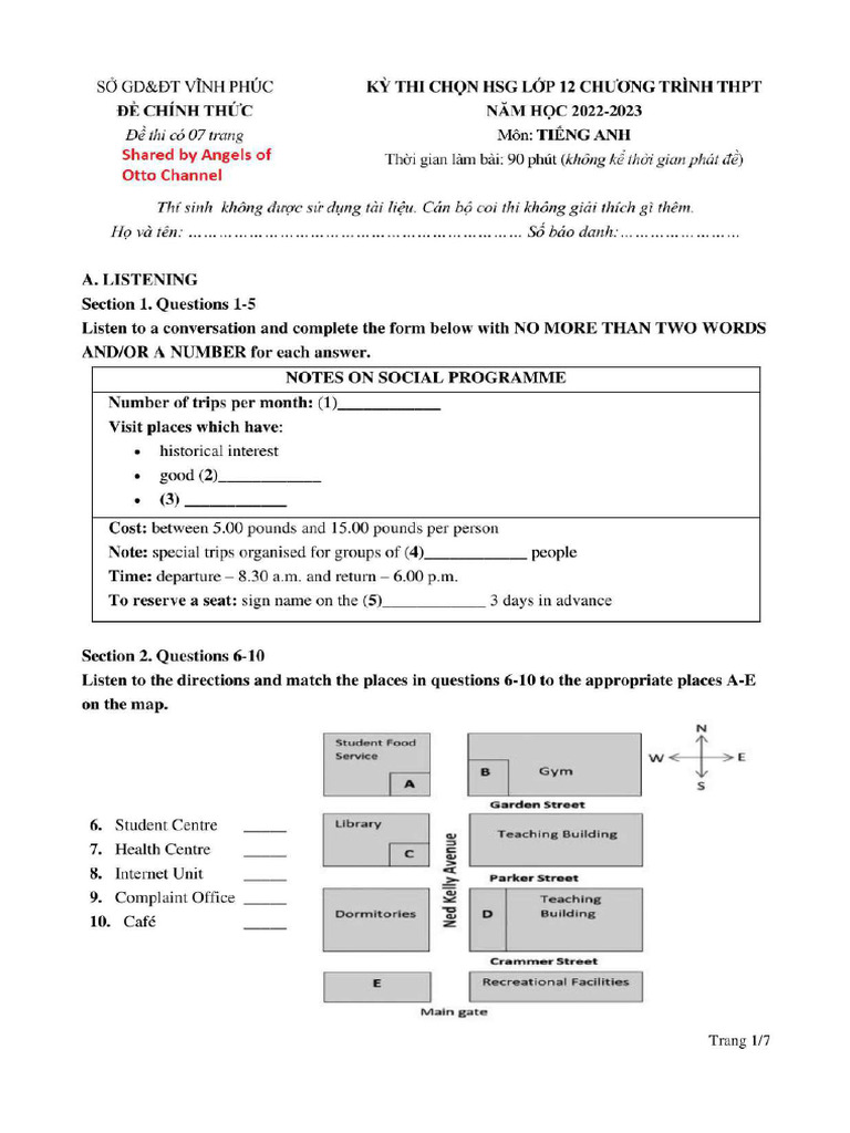 28.1.25 Đề thi chọn HSG lớp 12 c Vĩnh Phúc môn Tiếng Anh 2022-2023 có đáp án bản PDF | PDF