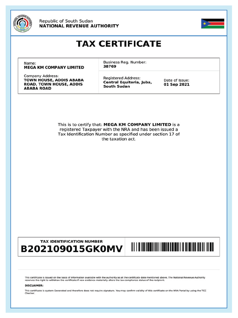 Tax Certificate Pdf