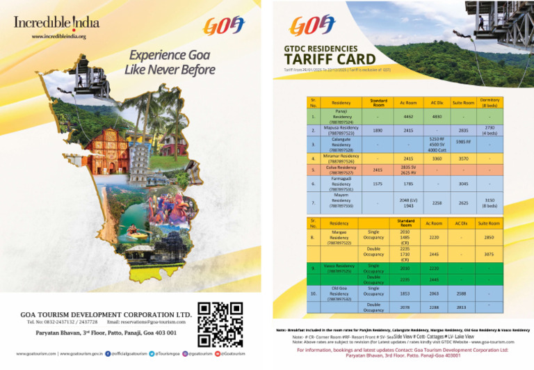 GTDC Updated Tariff Card Breakfast | PDF