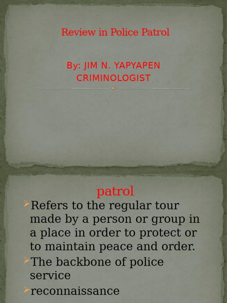 Review in Police Patrol - Autosaved | PDF | Police | Communication