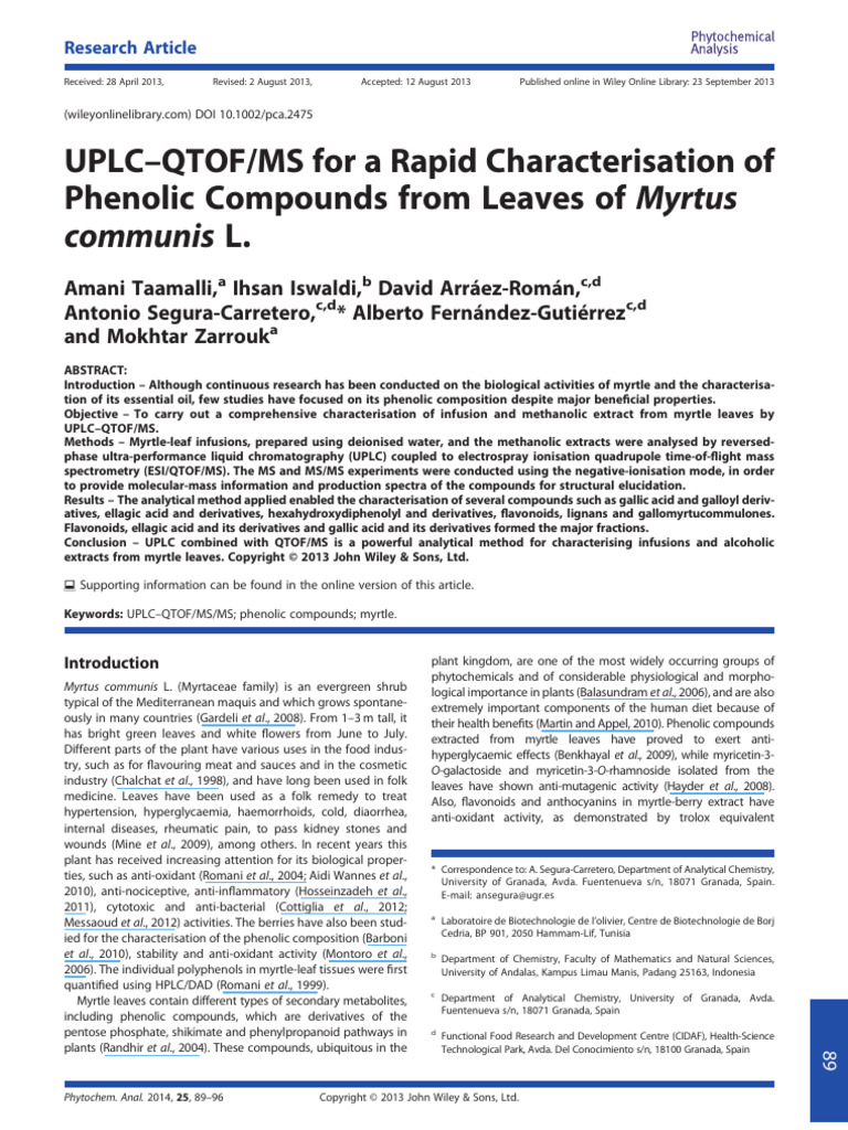 UPLC QTOF MS For A Rapid Characterisatio | PDF | High Performance Liquid Chromatography | Mass ...