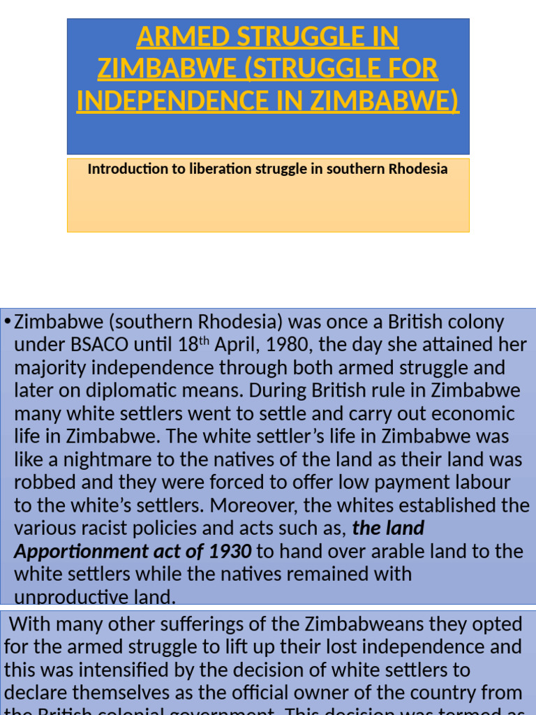 Zimbabwe's Armed Struggle for Independence | PDF | Robert Mugabe | Zimbabwe