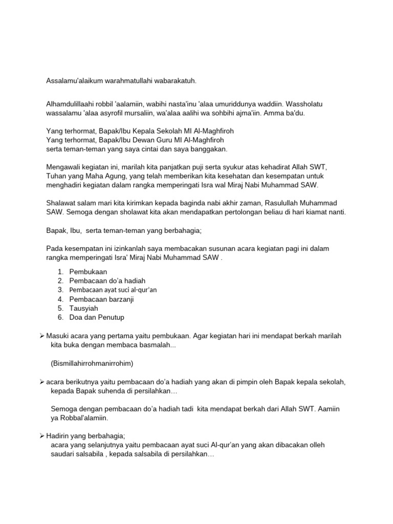 Susunan Acara Isra Mi'raj | PDF