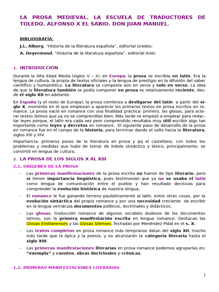 La Prosa Medieval | PDF | Prosa | Novelas