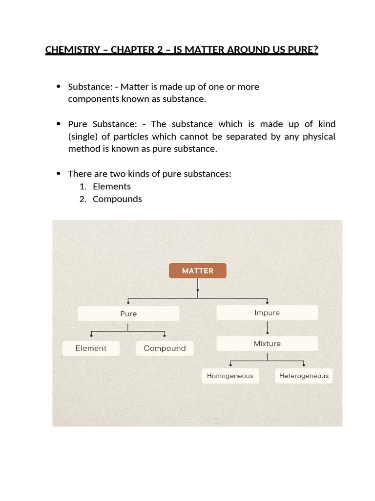 CHEMISTRY Chapter 2 Class 9 | PDF | Chemical Compounds | Mixture