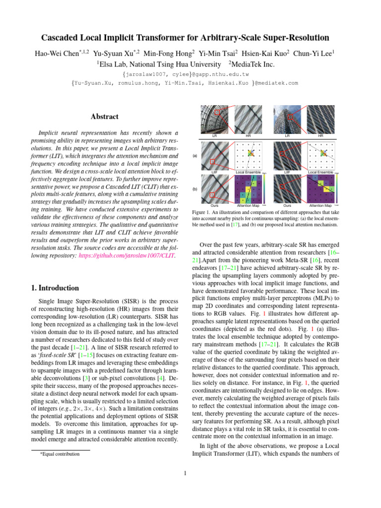 CVPR_2023_Cascaded Local Implicit Transformer for Arbitrary-Scale Super-Resolution | PDF | Deep ...