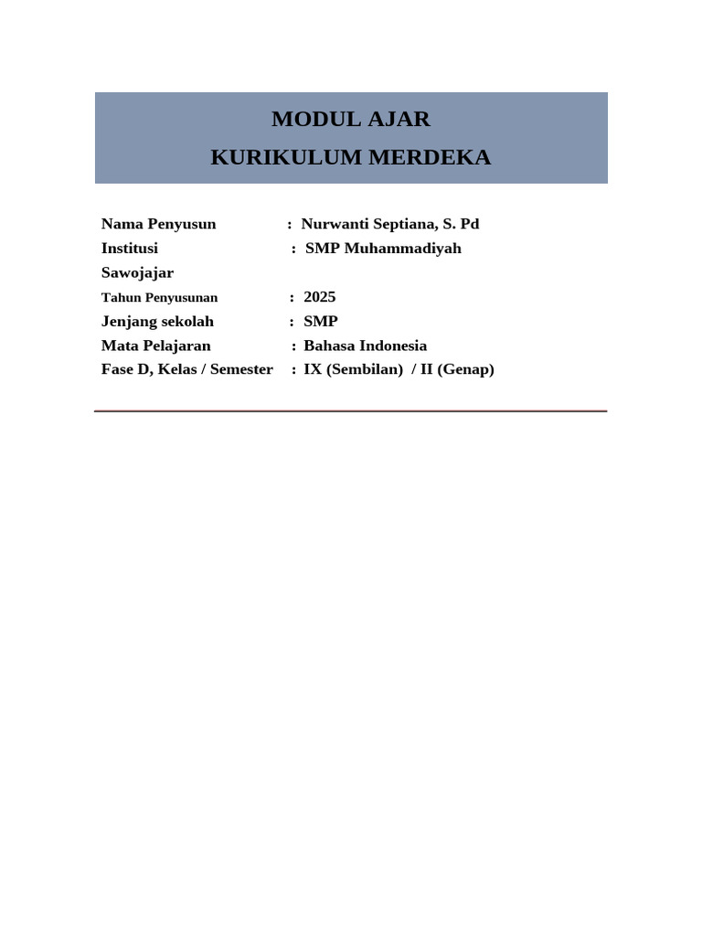 Modul Ajar PDF PMM 2025 | PDF