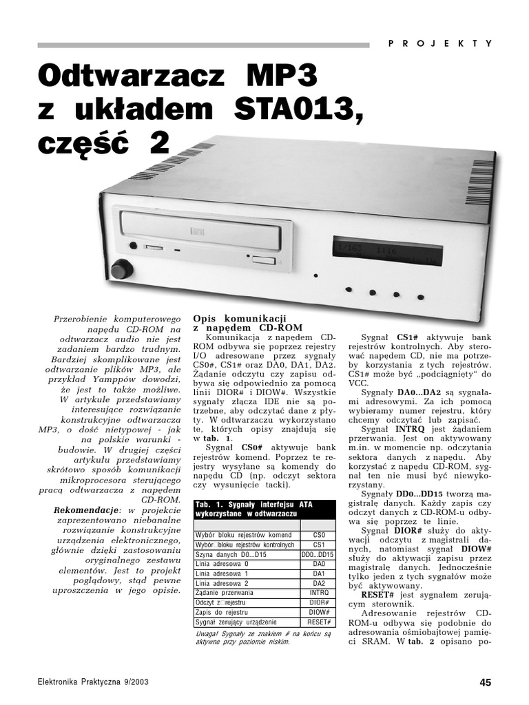 Odtwarzacz MP3 Z Układem STA013, Cz. 2 | PDF