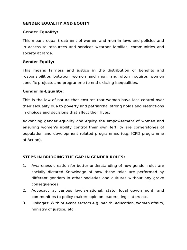 Gender Equality and Equity Strategies | PDF | Woman | Women's Health