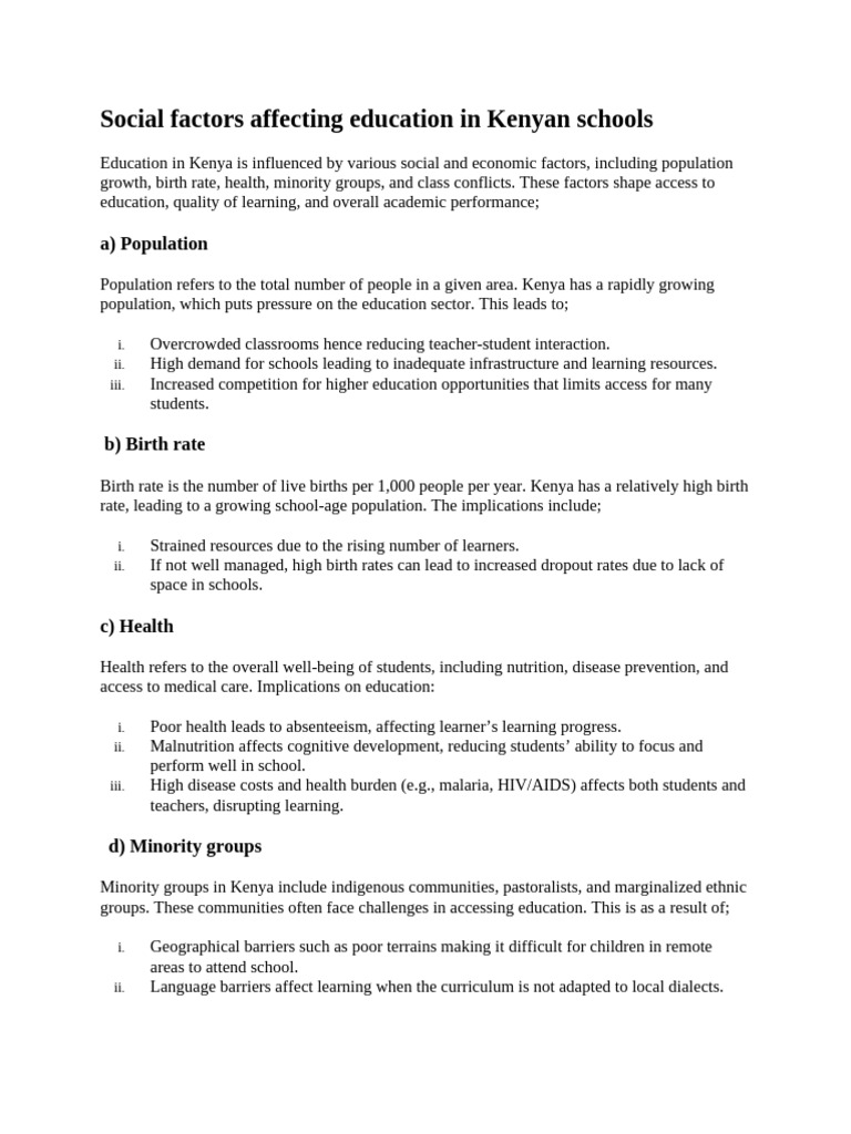 Social Factors Influencing Kenyan Education | PDF | Kenya | Learning