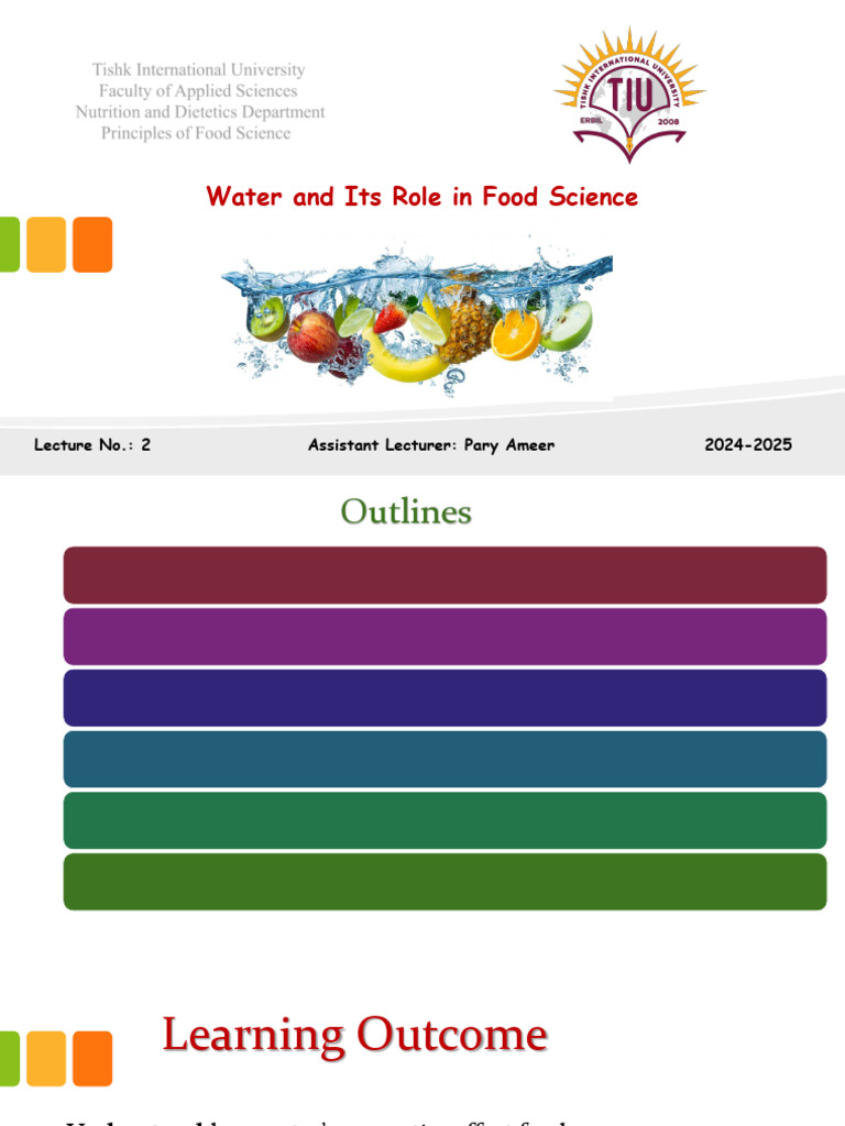 Principles-of-Food-Science-2nd-Lecture | PDF | Water | Molecules