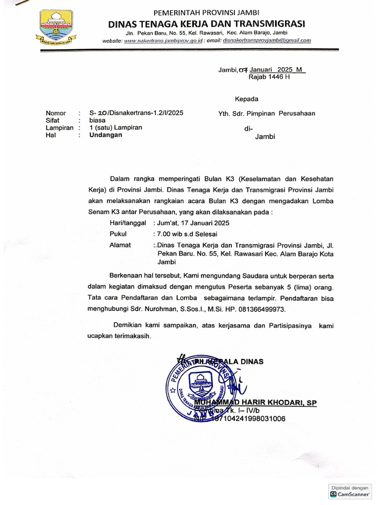 Undangan Senam K3 Antar Perusahaan | PDF