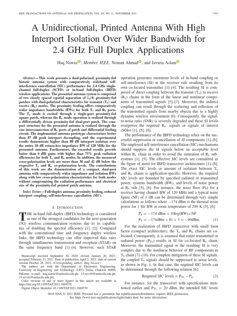 11.A Unidirectional - Printed Antenna With High Interport Isolation ...