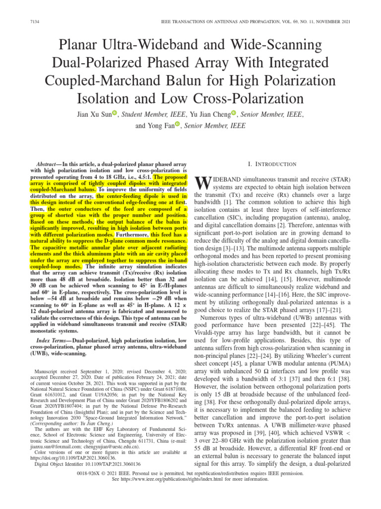 6.planar Ultra-Wideband and Wide-Scanning Dual-Polarized Phased Array With Integrated Coupled ...