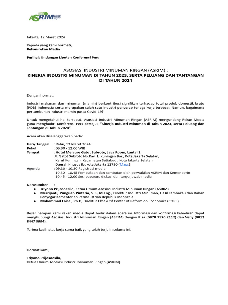 Konferensi Pers ASRIM 2024: Kinerja & Tantangan | PDF