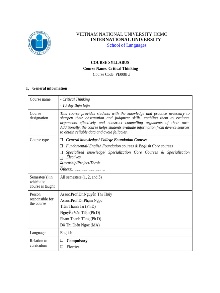 Critical Thinking Course Guide | PDF | Argument | Logic
