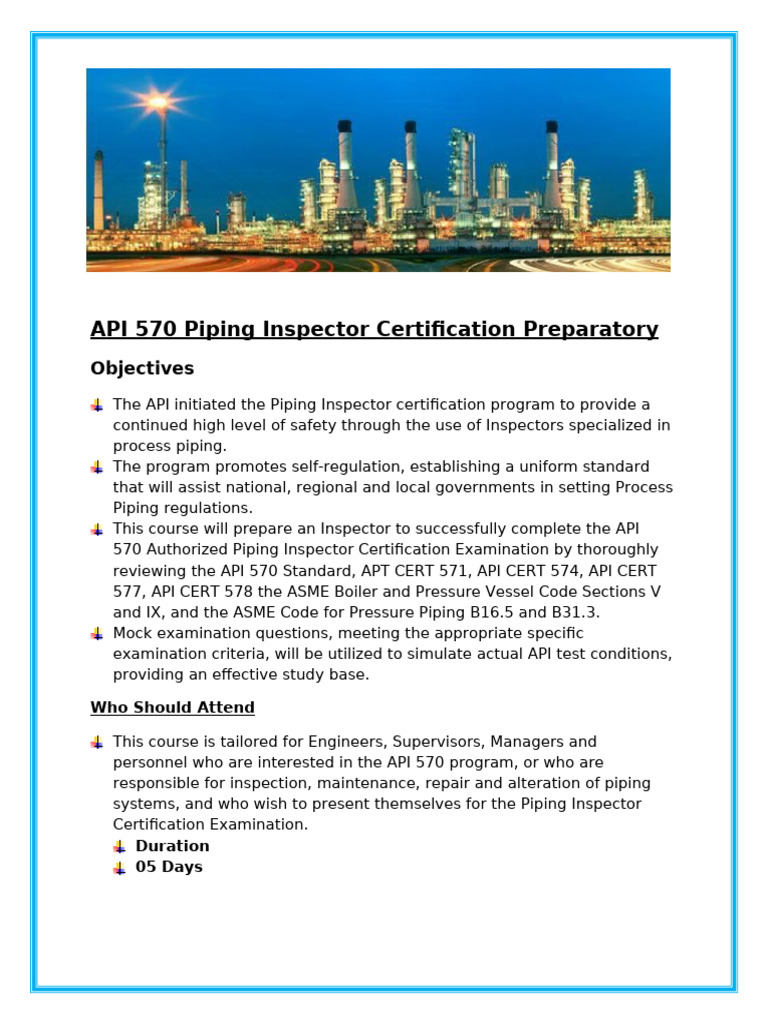 API 570 Piping Inspector Certification Preparatory | PDF | Pipe (Fluid ...