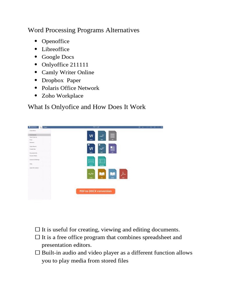 Alternatives to Word Processing Tools | PDF