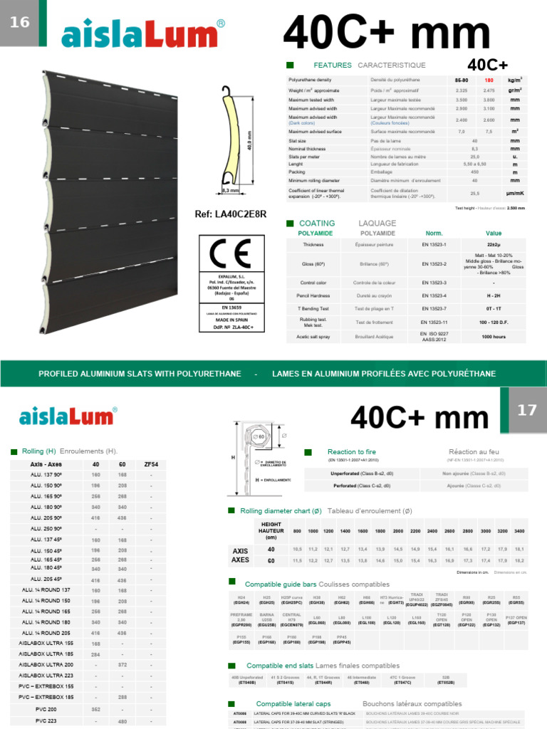 Data sheet Slat 40C+ mm ENG-FRA_ | PDF