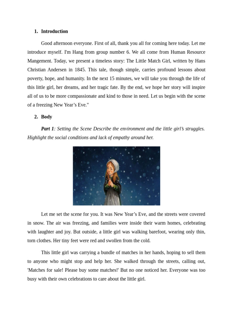 The Little Match Girl Presentation | PDF