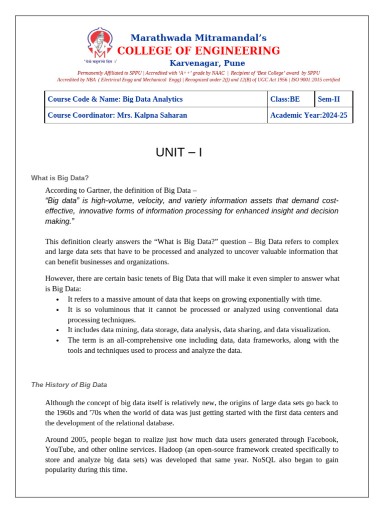 BDA_Unit-1_DN | PDF | Big Data | Apache Hadoop BDA_Unit-1_DN | PDF | Big Data | Apache Hadoop