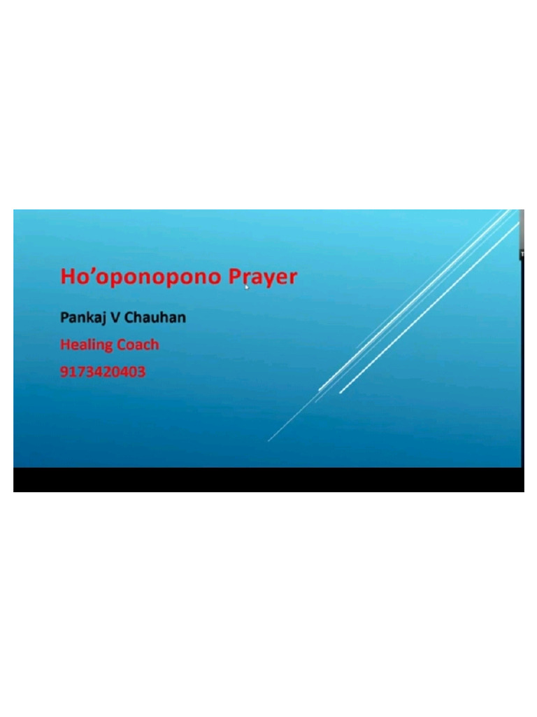 Ho'oponopono Prayer | PDF