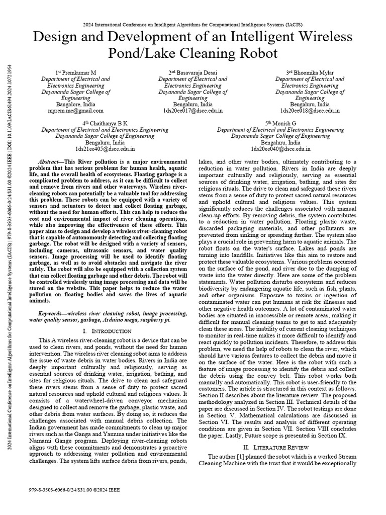 Design and Development of An Intelligent Wireless Pond Lake Cleaning ...