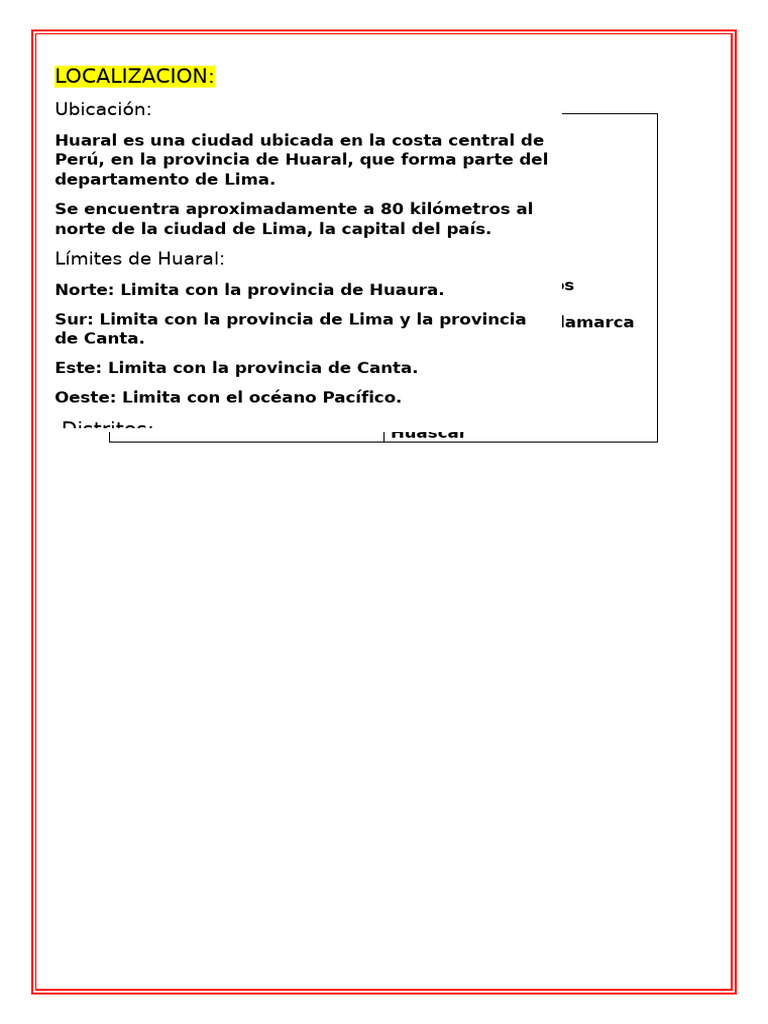 Guía Completa de Huaral, Perú | PDF | Andes | Cocina occidental
