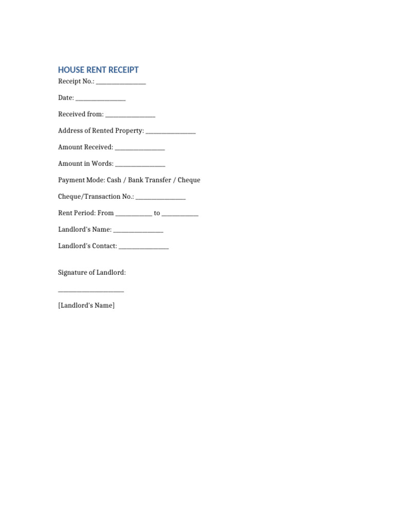 House Rent Receipt | PDF