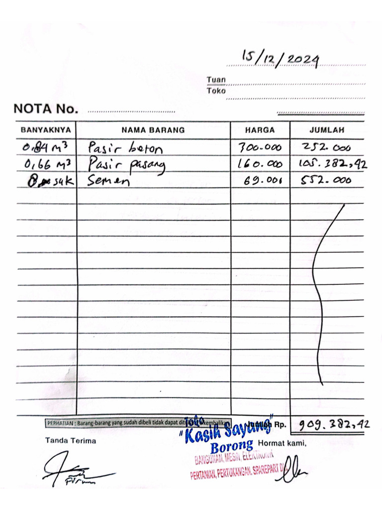Nota Toko M3 NTT | PDF