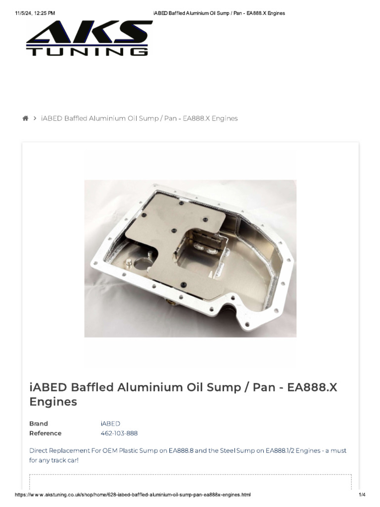 iABED Baffled Aluminium Oil Sump Pan - EA888.X Engines | PDF