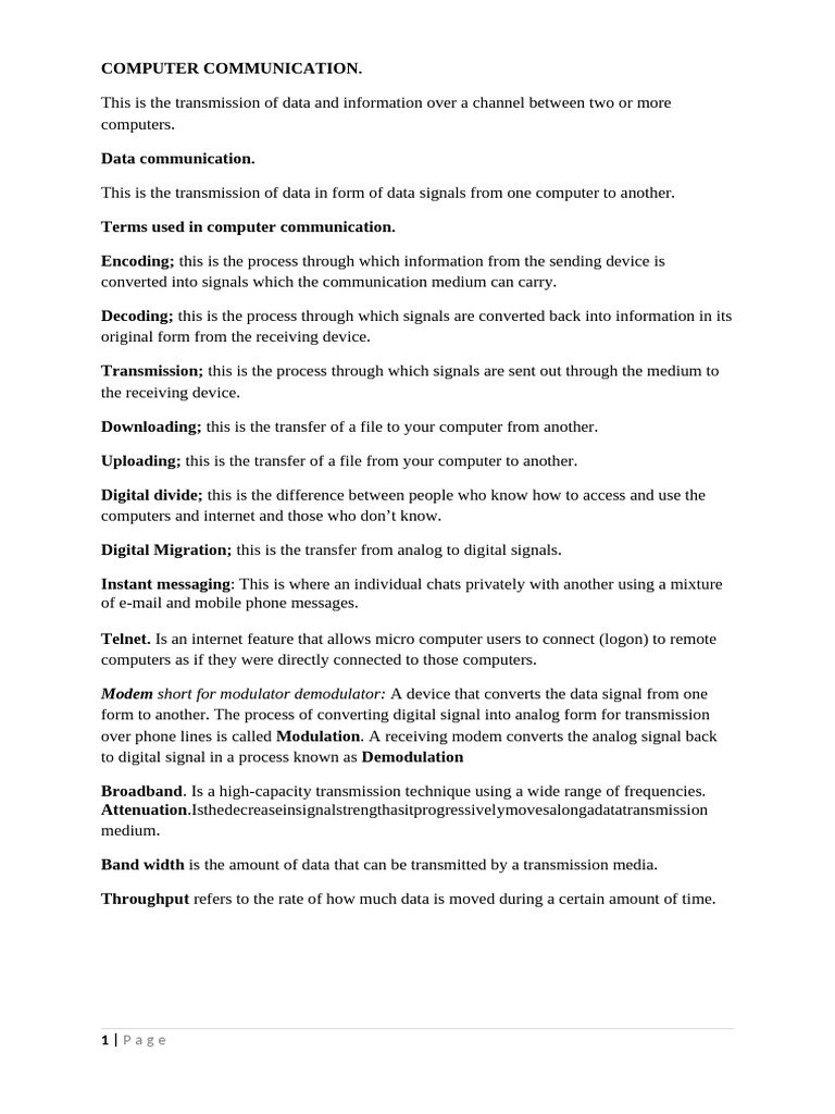 COMPUTER COMMUNICATION | PDF | Computer Network | World Wide Web