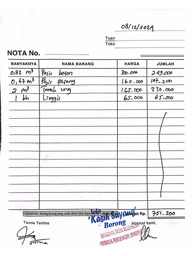Nota Toko M2 NTT | PDF