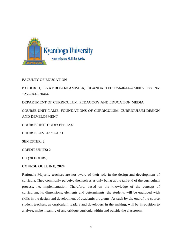 Curriculum Design Foundations Course | PDF | Curriculum | Educational ...