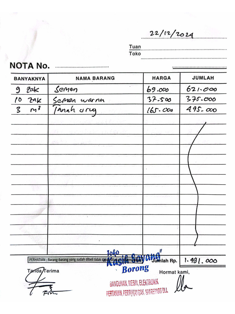 Nota Toko M4 NTT | PDF