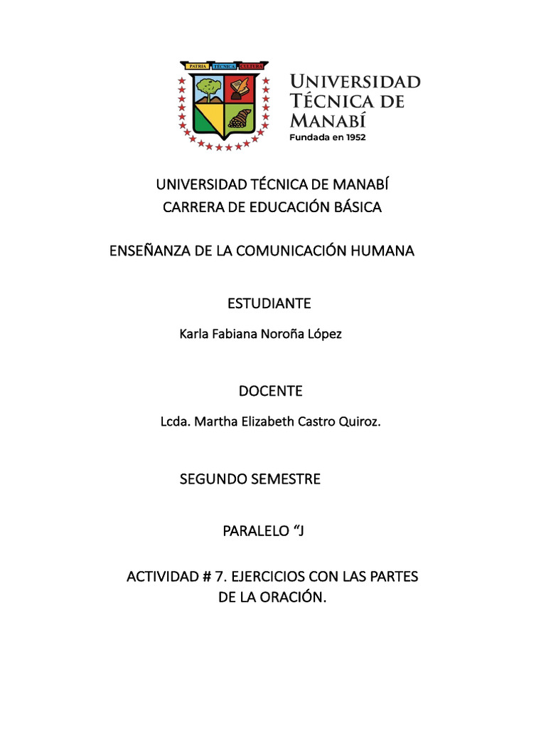 Ejercicios sobre Partes de la Oración | PDF