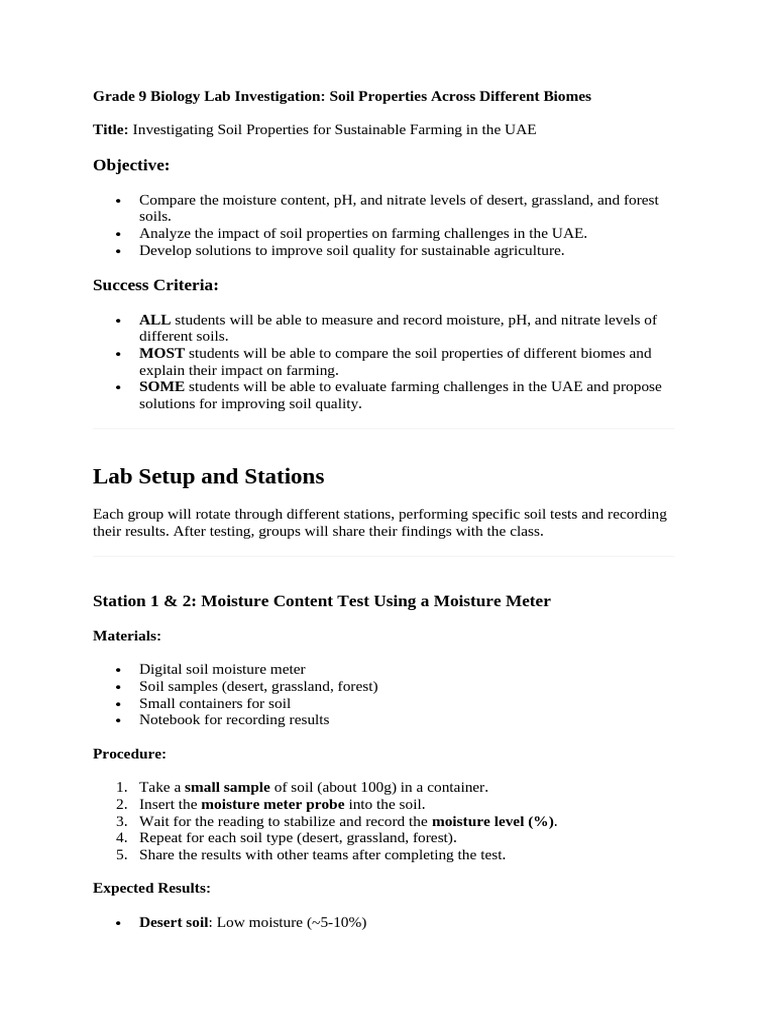 Soil Properties Lab for UAE Farming | PDF | Soil | Sulfuric Acid