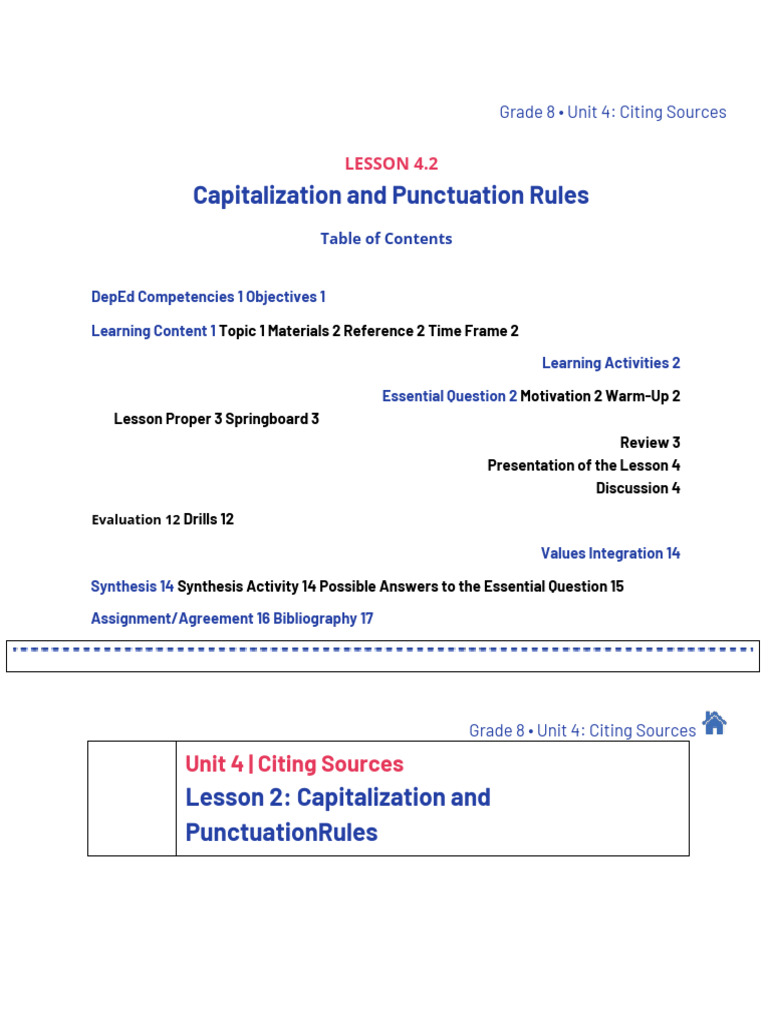 ME Eng 8 Q1 0402 - TG - Capitalization and Punctuation | PDF | Ellipsis ...