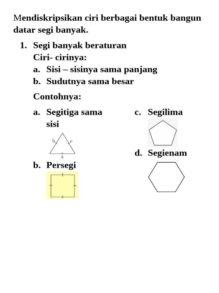 Ciri-Ciri Bangun Segi Banyak | PDF