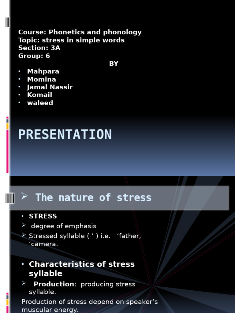 G6-Stress in Simple Words-3a | PDF | Stress (Linguistics) | Syllable